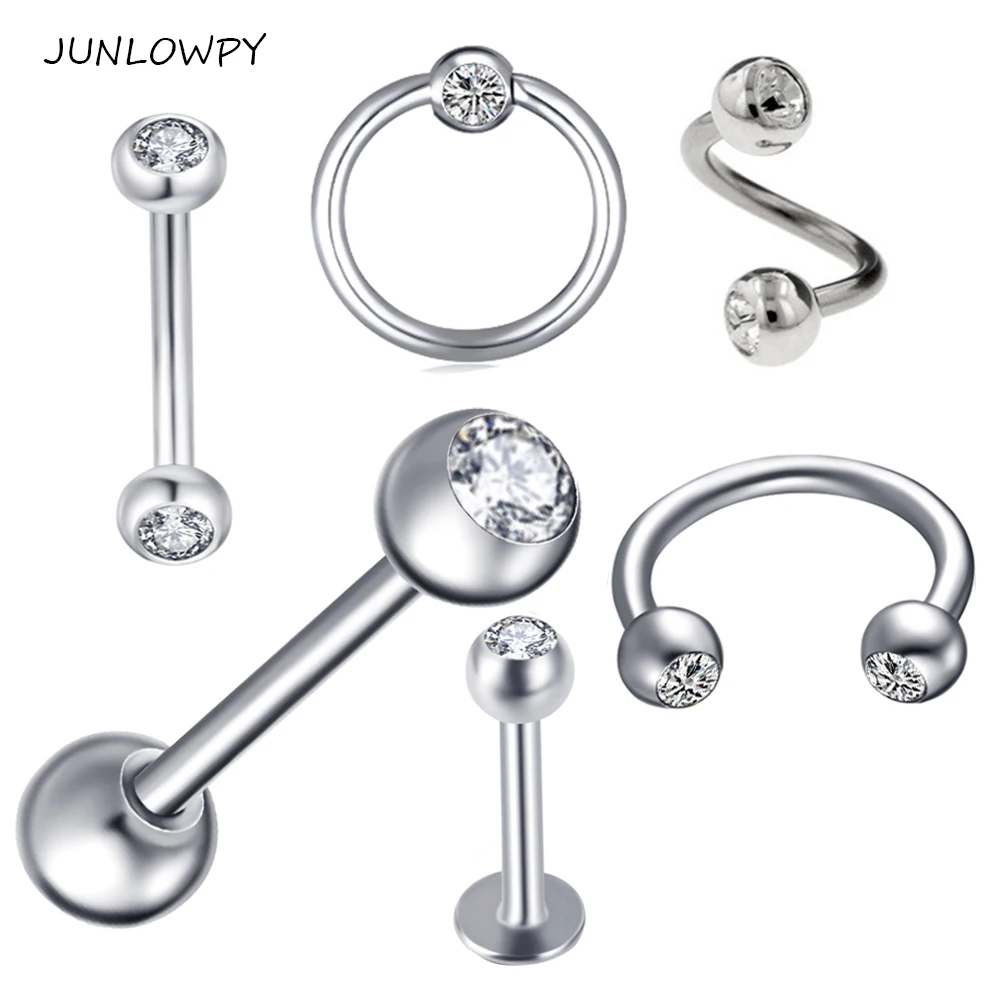 JUNLOWPY Crystal Captive Horseshoe Nose Ring Silver Twist Belly Bar ... JUNLOWPY Crystal Captive Horseshoe Nose Ring Silver Twist Belly Bar ...
