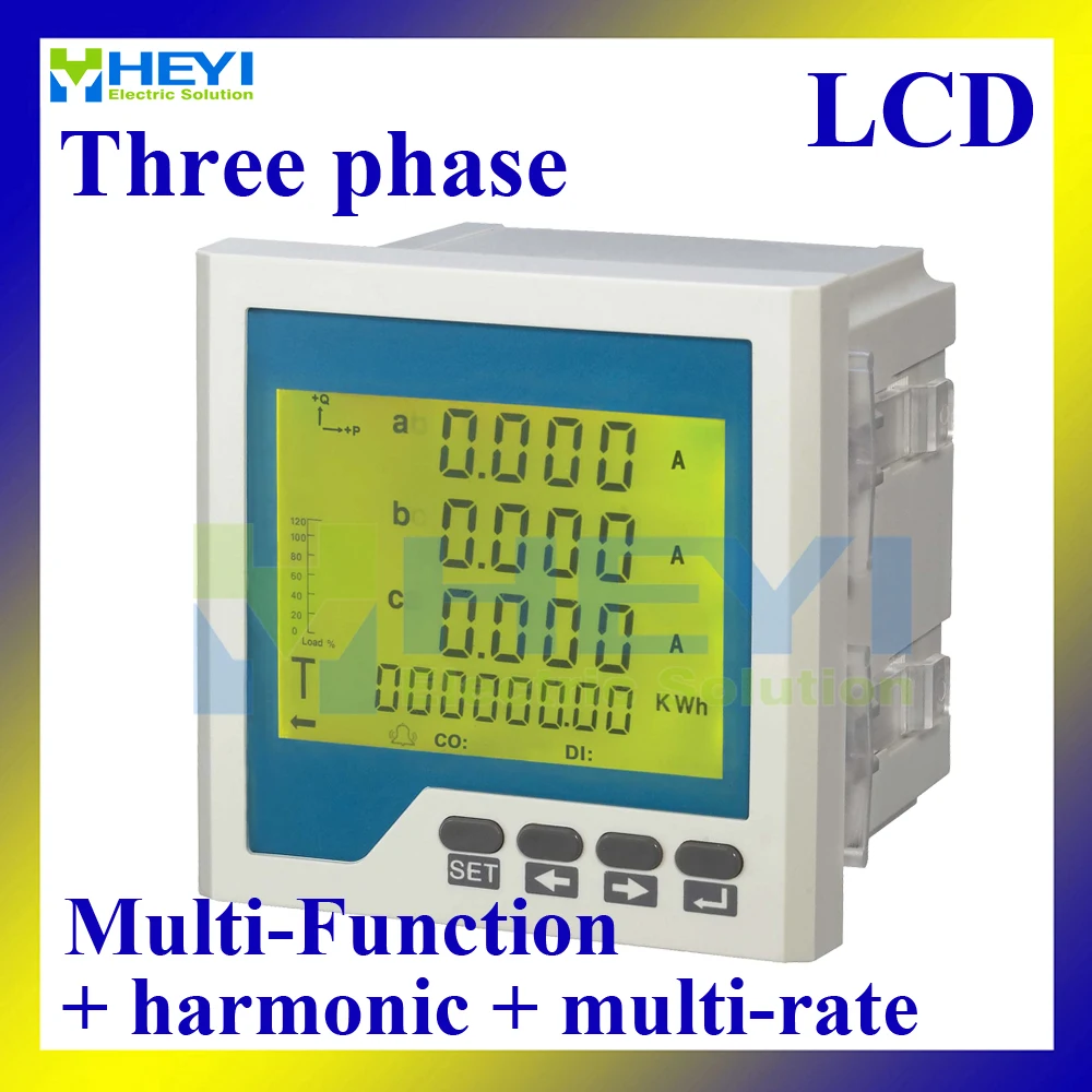 96*96 LCD Three phase multifunction meter with harmonic measure with ...