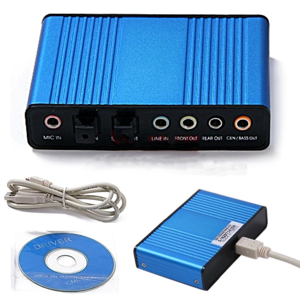 Professional USB Sound Card 6 Channel 5.1 Optical External Audio Card ...