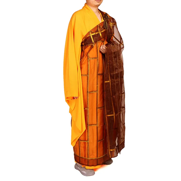 Buddhist Monk Robes Glass Silk Coffee Meditation Lay Cassock Kung Fu ...