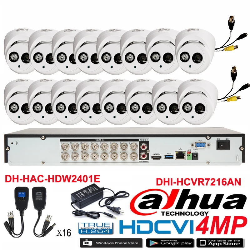 Originele Dahua 4MP Waterdichte Camera DH HAC HDW2401E Cvi Dome Camera ...