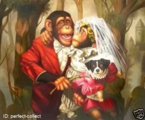 Art oil painting portrait of the Monkey wedding 24x36"-in Painting ...