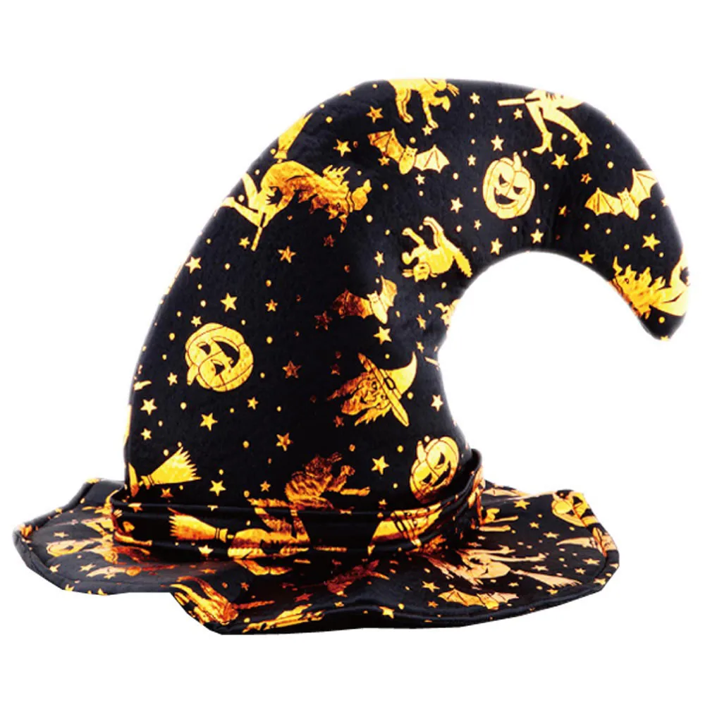 New Costume Party Props Halloween Wizard Hat Gold Halloween Clothing ...