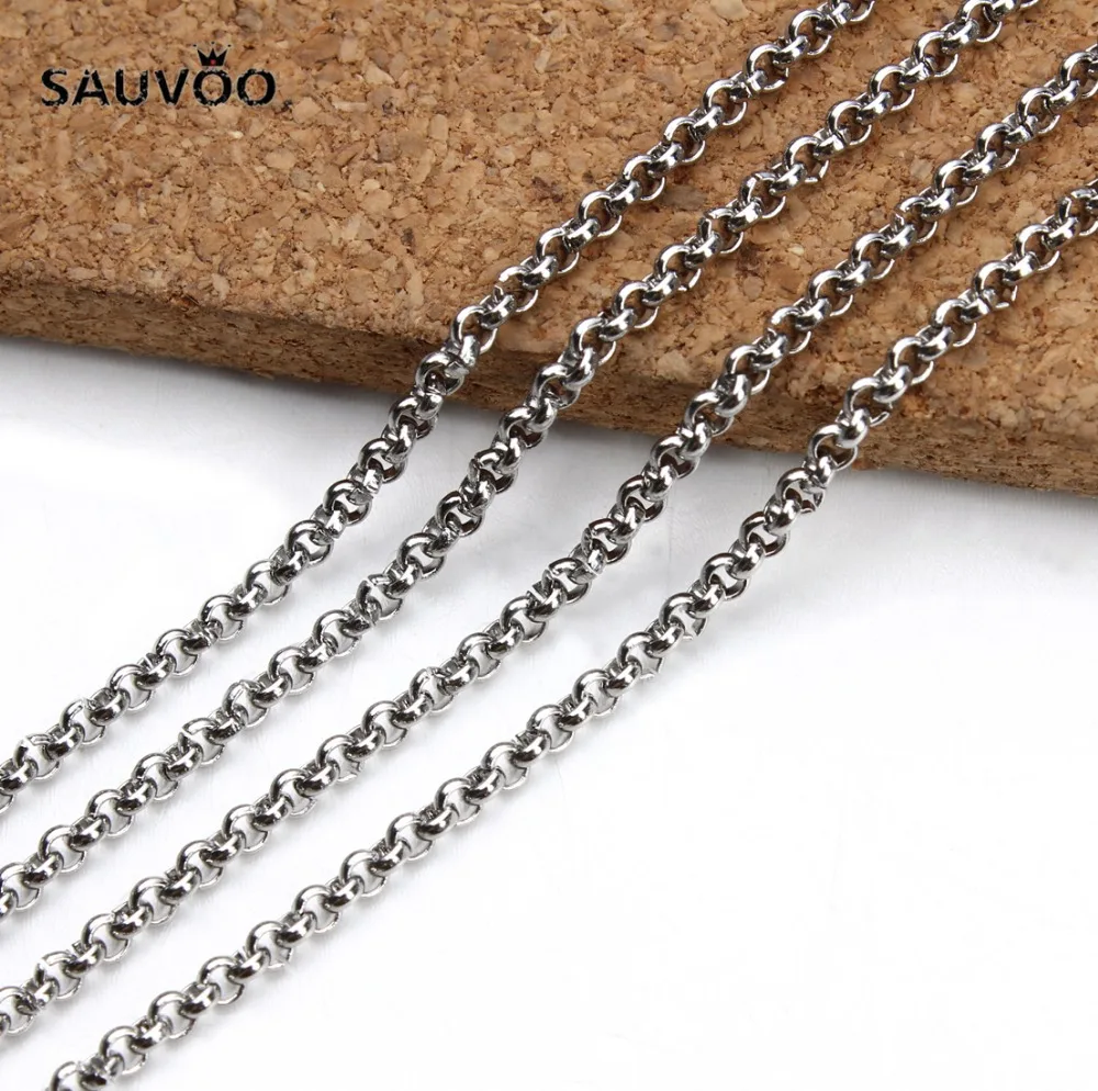 SAUVOO 10Yard/lot Stainless Steel Bulk Link O Chain Silver Color Rolo ...