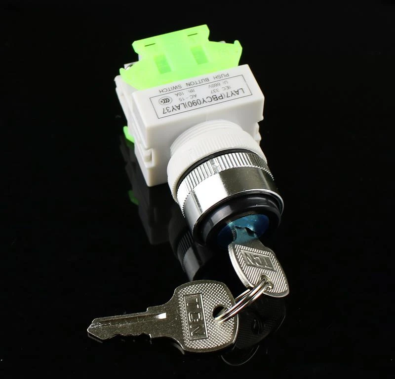 Electrical Coolfuy LAY37-11Y2 Two Position 22MM Rotary Self-locking with Key Push Button Switch ...