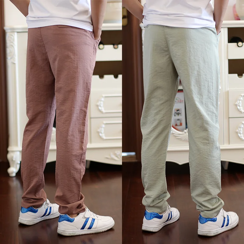 Boy Summer Thin Pants Straight Full Length Trousers For Boys Solid ...