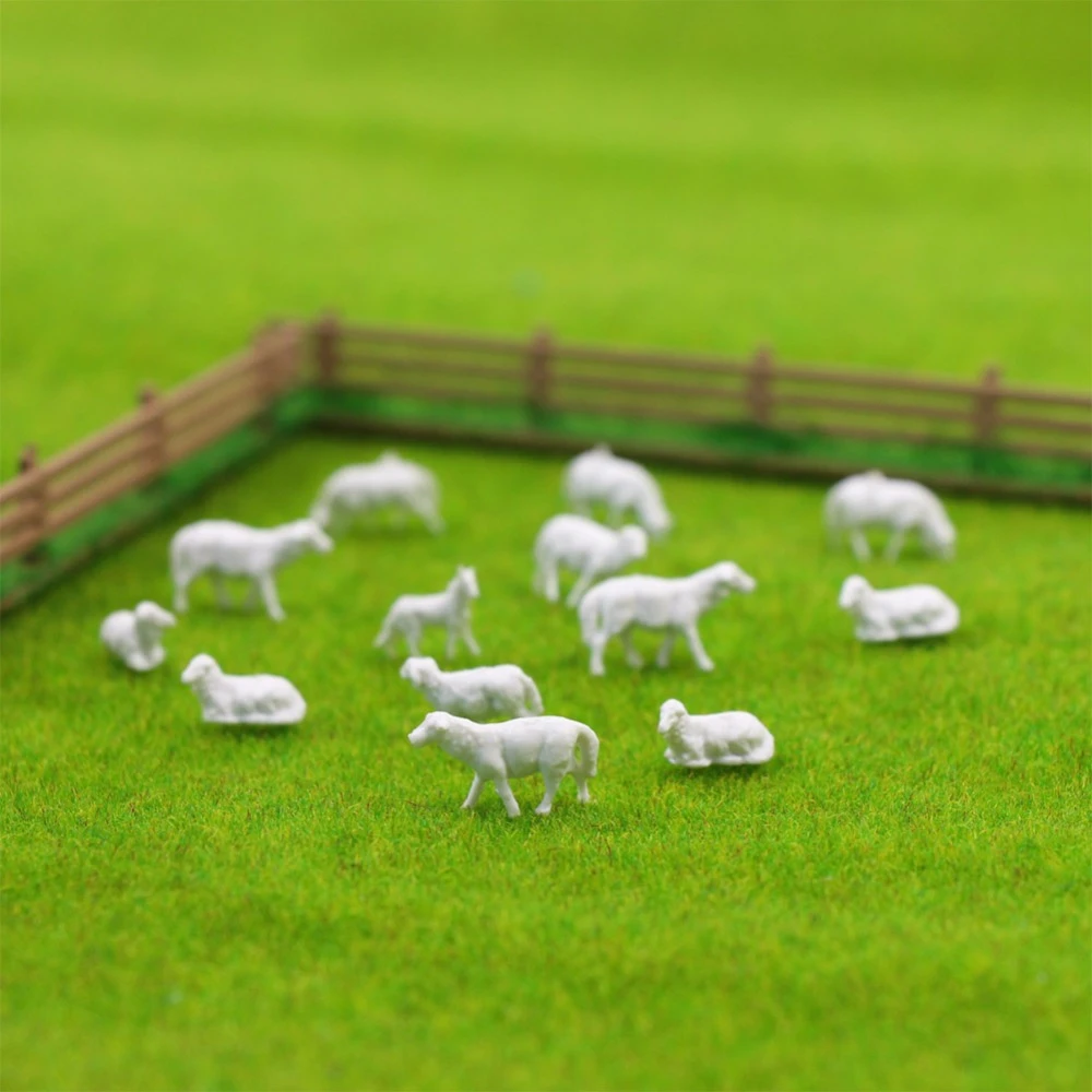 An8703b 100pcs 1:87 Unpainted White Farm Animals Sheep Collie Dog ...