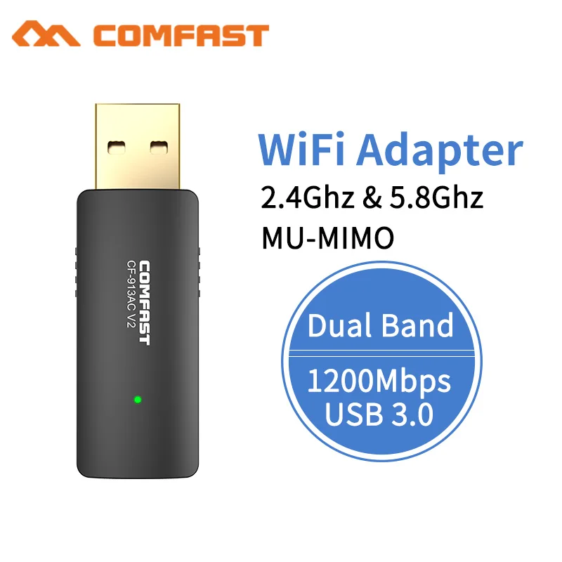1200Mbps USB 3.0 Wireless PC Wifi Adapter Dual Band For Laptop Desktop ...