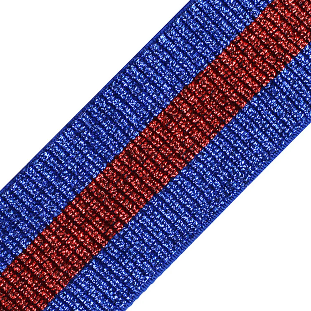 5yard Shiny Blue Red Fabric 49mm Elastic Stretch Ribbon Tape Band Belt ...