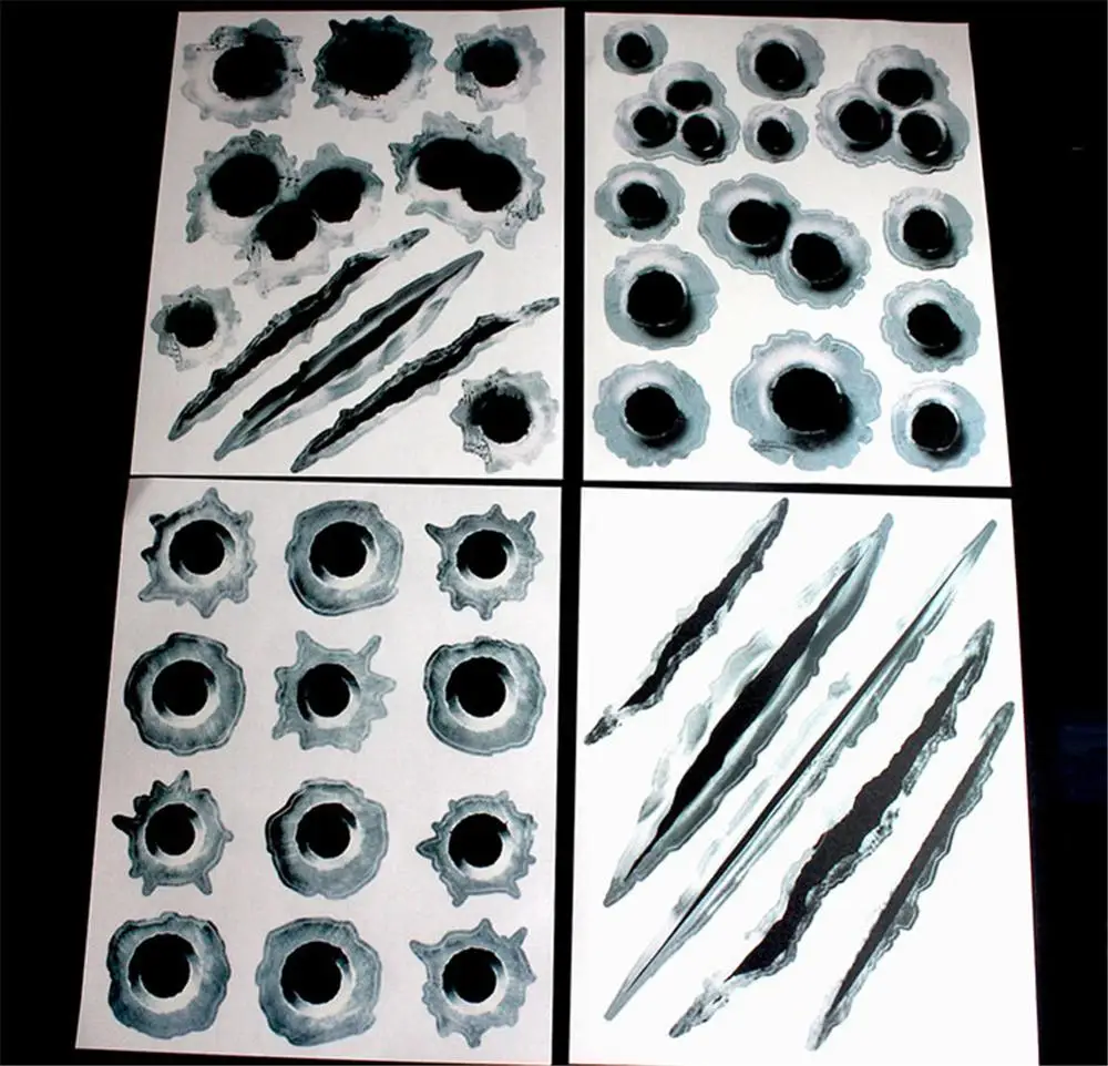 Side Stickers 3D Bullet Hole Scratch Funny Decals Auto Motorcycle ...