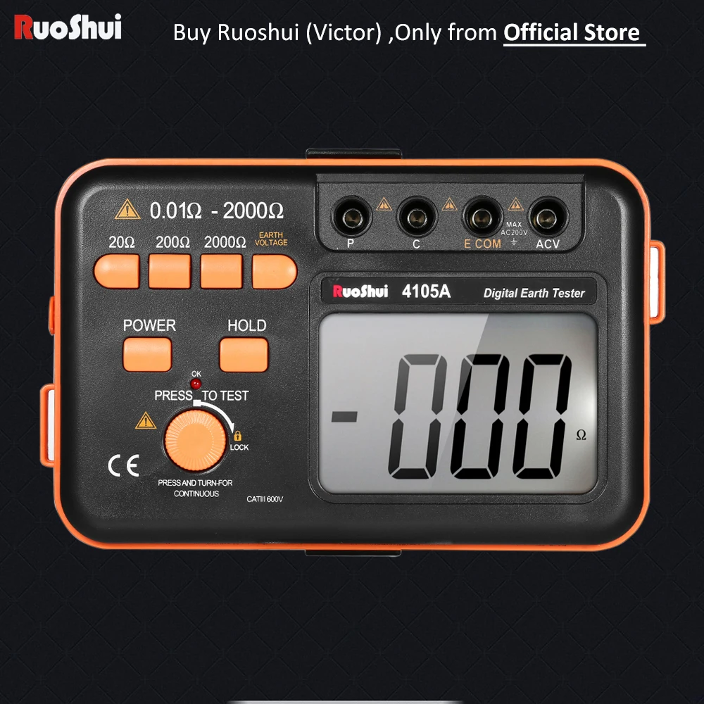 4105A Victor RuoShui Digital Earth Resistance Tester Earth Meter Ground ...