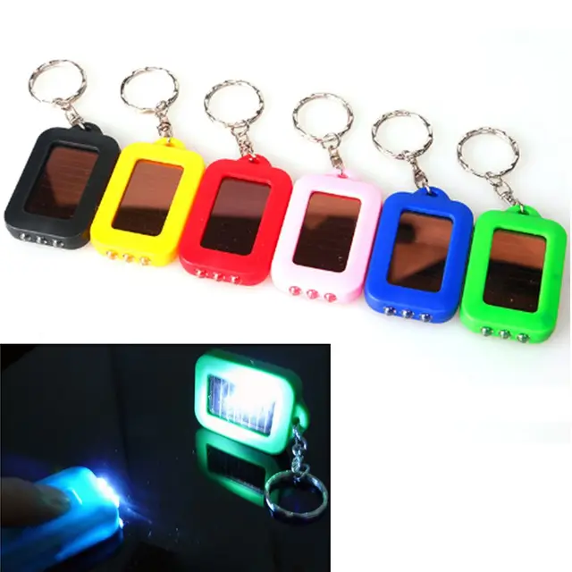 Solar Flashlight Keychain MINI ULTRA BRIGHT LED POCKET LIGHT SOLAR