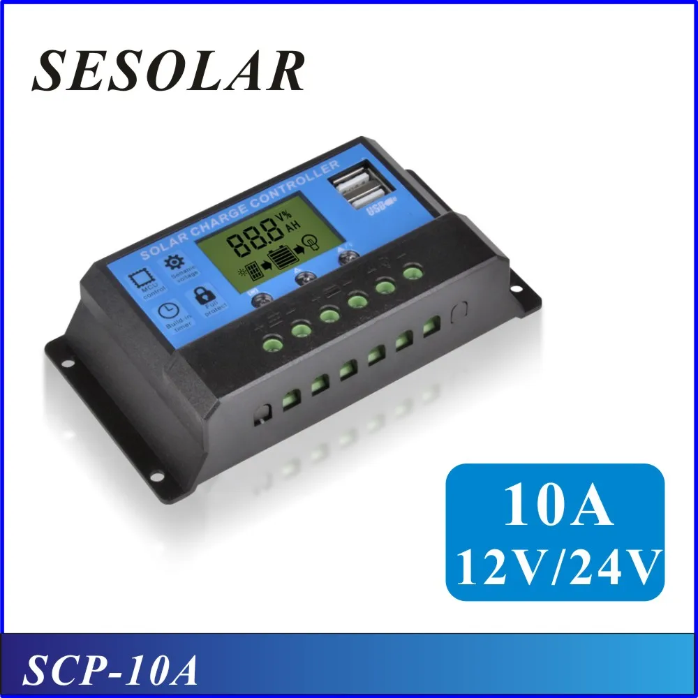 solar panel controller 10A PWM solar charge controller 12V/24V with ...
