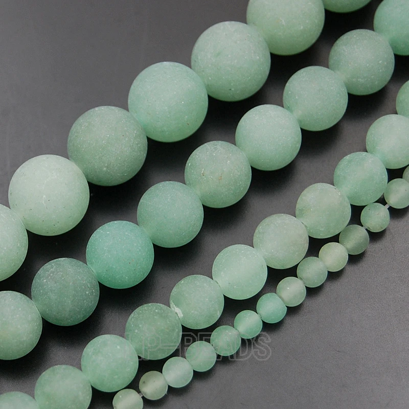 Natural Green Aventurine Gem Stones Matte Frosted Round Loose Beads 4mm