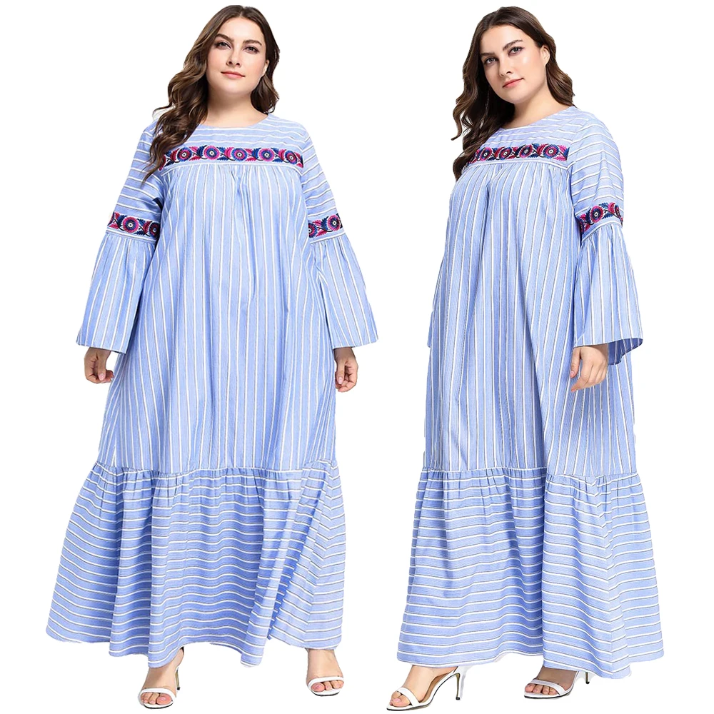 Abaya Dubai Women Plus Size Long Muslim Dress Kaftan Arab Islamic Maxi ...