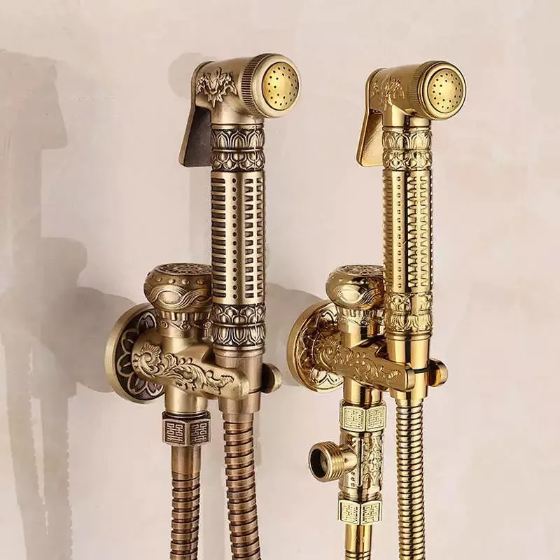 Antique Brass Bathroom Bidet Sprayer | Brass Bidet Spray Head Shattafs ...