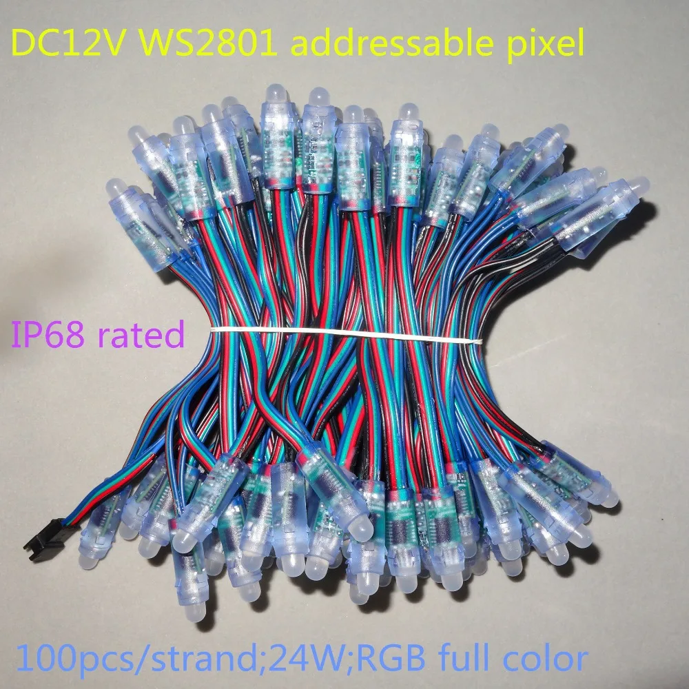 DC12อินพุตแอดเดรส WS2801 IP68โมดูลพิกเซล Led,256Scale สีเทา,4สาย (สีแดง ...