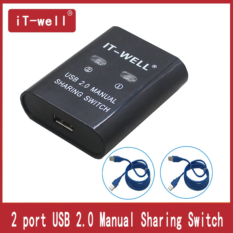 iT well USB Hub Manual Switch 2 Ports for Computer PC Printer support 2 ...