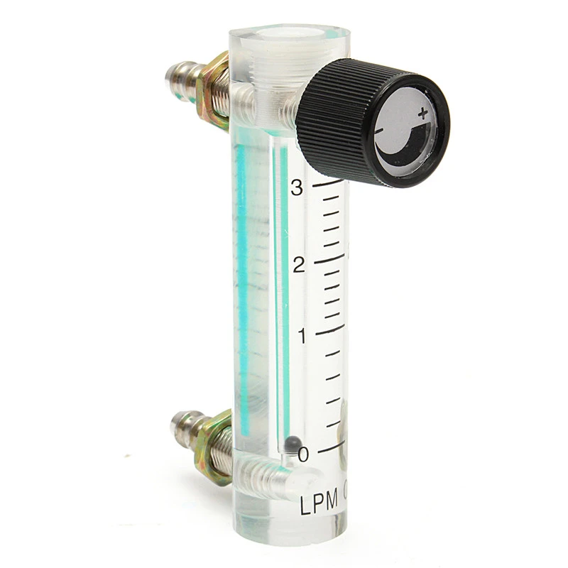 0 3LPM 93mm Acrylic Gas Air Oxygen Flow Meter With Control Valve Metal ...