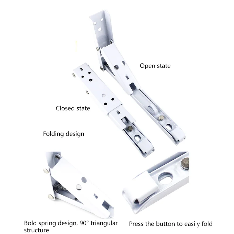 2 Pcs Folding Shelf Bracket Wall Mount Table Hinge Stainless Steel ...