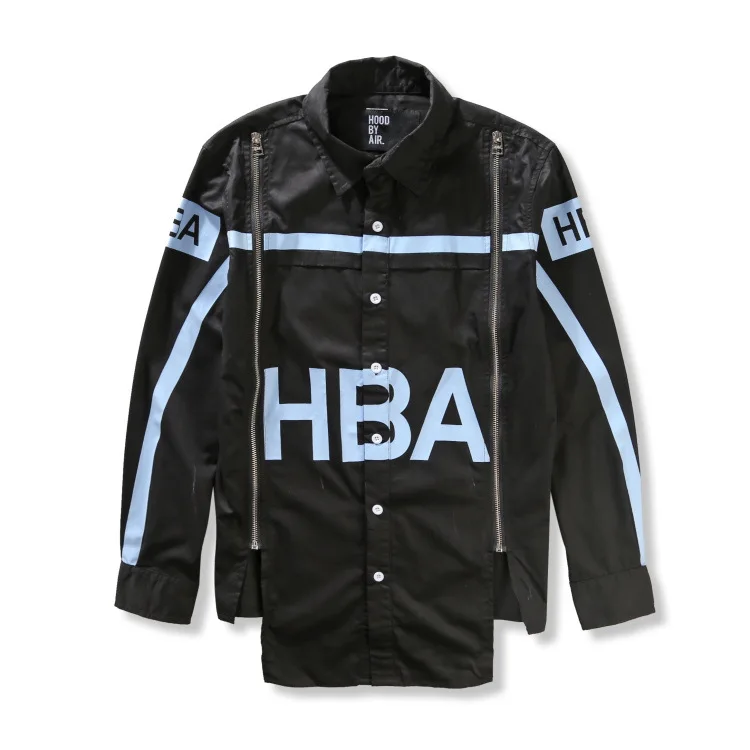HBA Brand Mens Casual Shirts Zipper Black Swag Clothes Hip Hop Boys ...