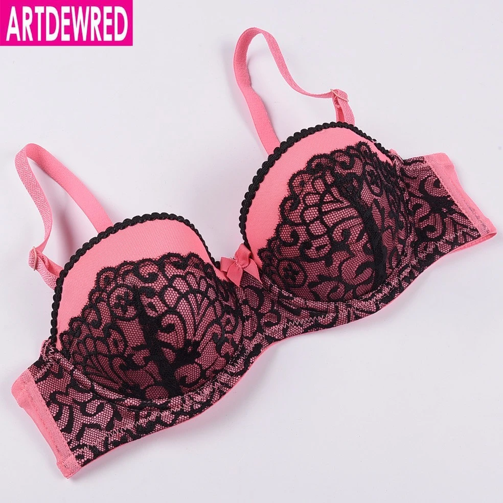 Artdewred Floral Lace Bras For Women Pink Bow Brassiere Plus Size ...