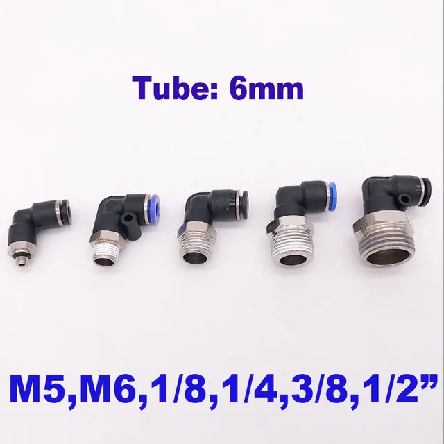 L type 6mm M5 M6 1/8 1/4 3/8 1/2 threaded elbow connector 90 degree PL ...