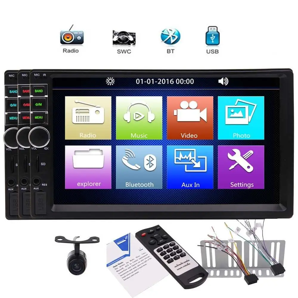 Backup Camera+7'' Double din Car Stereo MP5 Player Bluetooth Music in ...