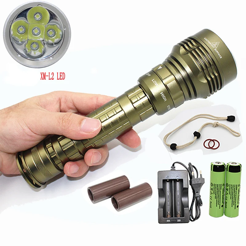 Linterna de buceo resistente al agua 5x XM L2, luz LED de Flash para ...