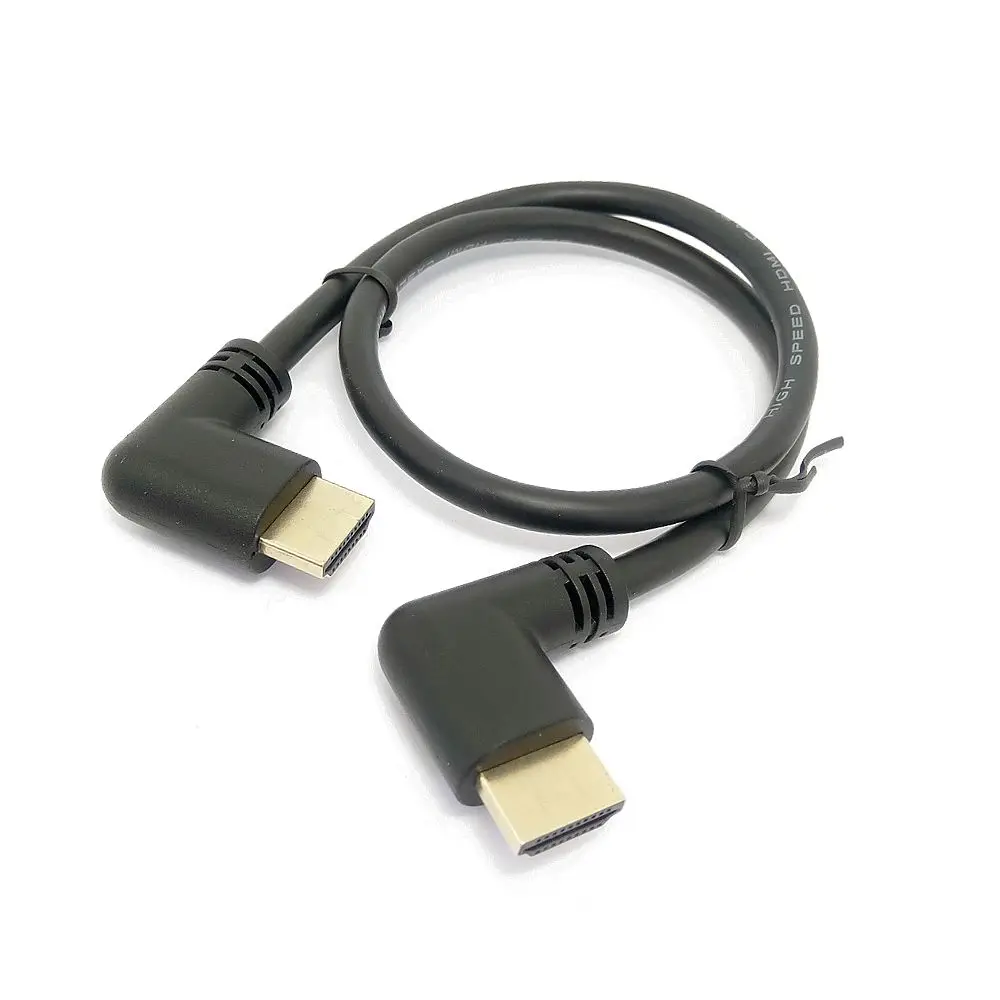 HDMI 2.0 4K 3D Dual 90 Degree Left Angled HDMI Male to Left Angled HDMI ...