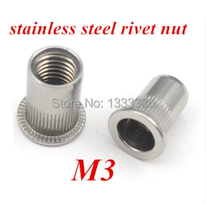 100pcs-M3-Flat-Thread-Rivet-Nut-Rivnut-Insert-Nutsert-column-Nut-SUS304 ...