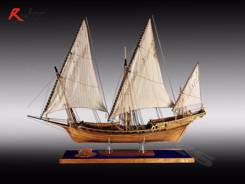 RealTS Classic wooden sailing boat wood scale ship LE REQUIN wood ship ...