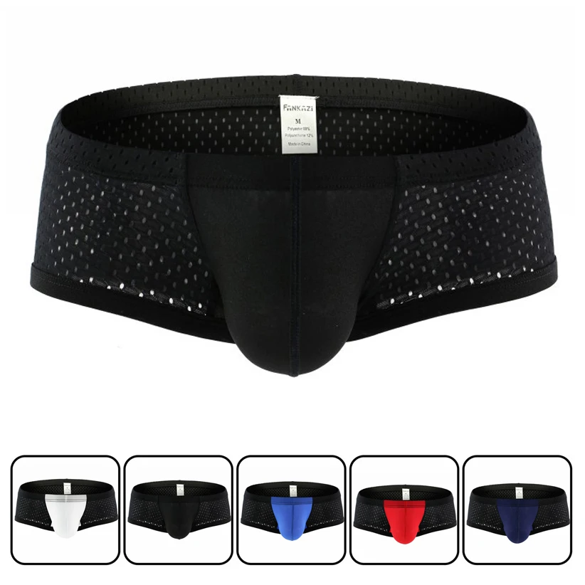 New 2019 Breathable Mesh Men Boxers Four Corner Underwear Men Cotton ...