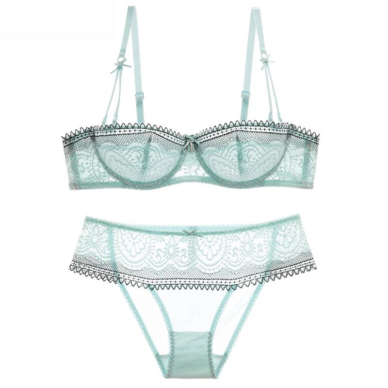 Summer lady slim and sexy lace bra set transparent French brassiere ...