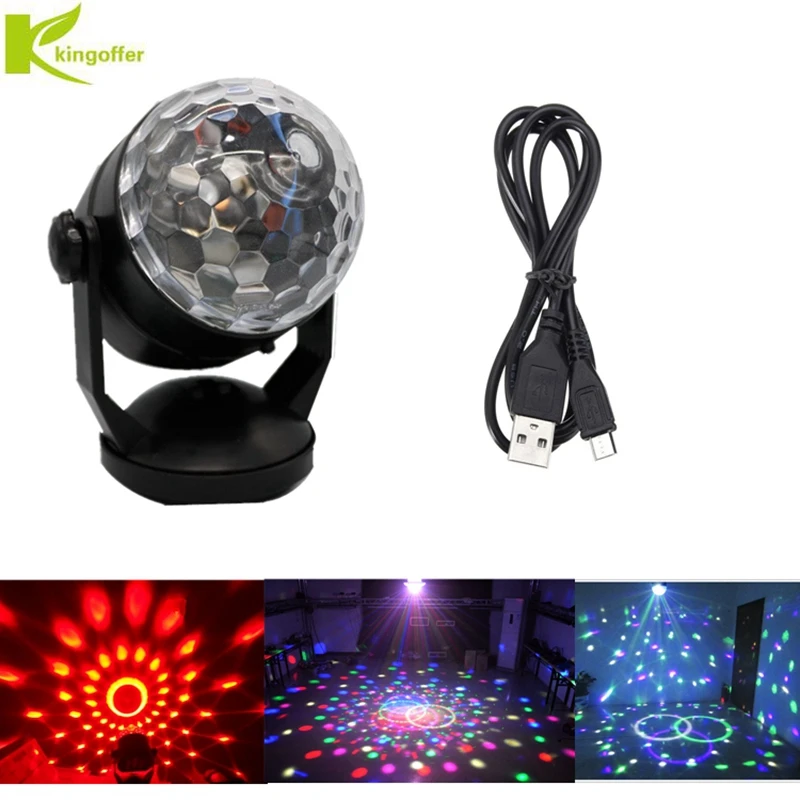 2 IN 1 USB/Battery Powered RGB LED Crystal Magic Bulb Auto Rotate Ball ...