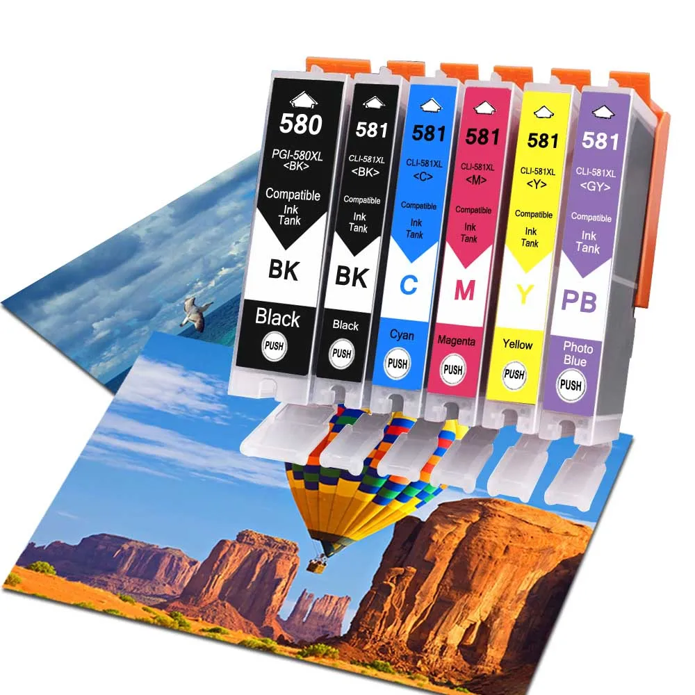 6pack Compatible Ink Cartridges For Pgi580 Cli581 Pgi-580 Cli-581 For ...