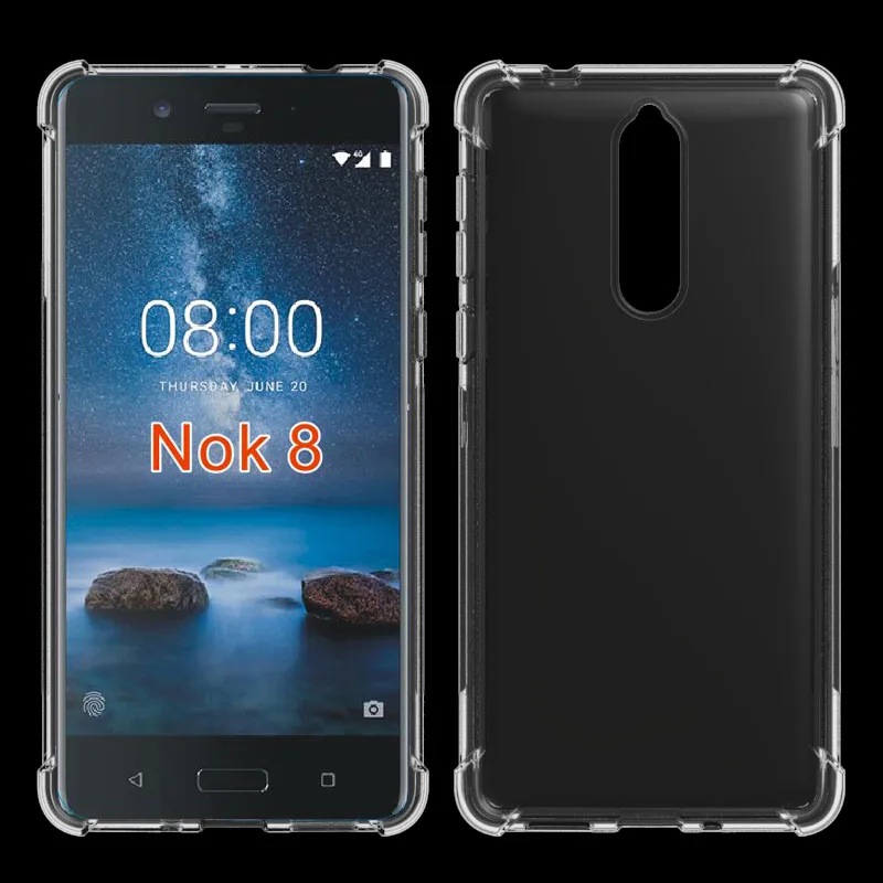 Soft TPU Silicone Rubber Transparent Shockproof Case For Nokia 8 Cover ...