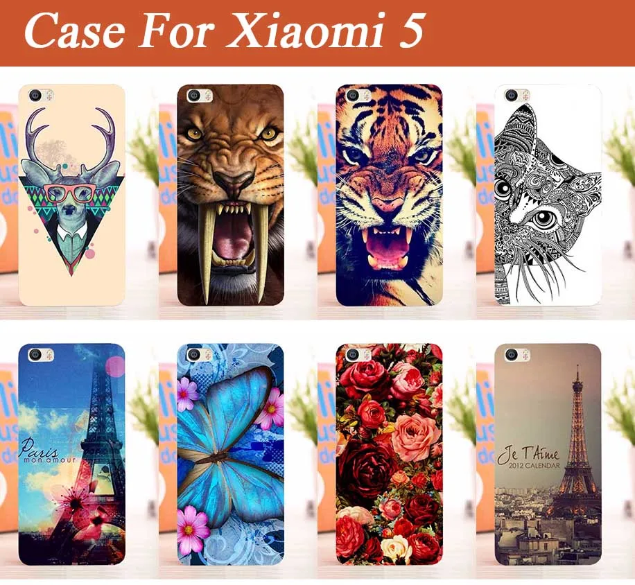 For Xiaomi Mi5 Case Cover Fashion Diy UV Painting Colored Tiger Owl ...
