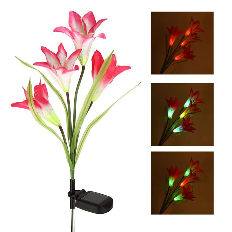 Tuinverlichting flor jardín luz Solar Powered 4leds flores de lirio de ...
