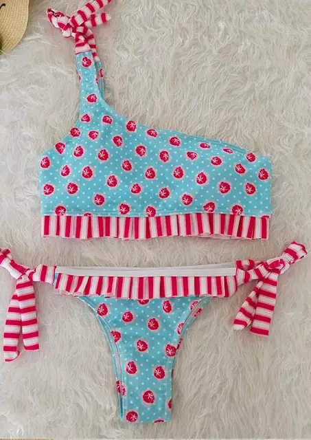Buy Midou One Shoulder Bow Bikini Set Push Up Bikini
