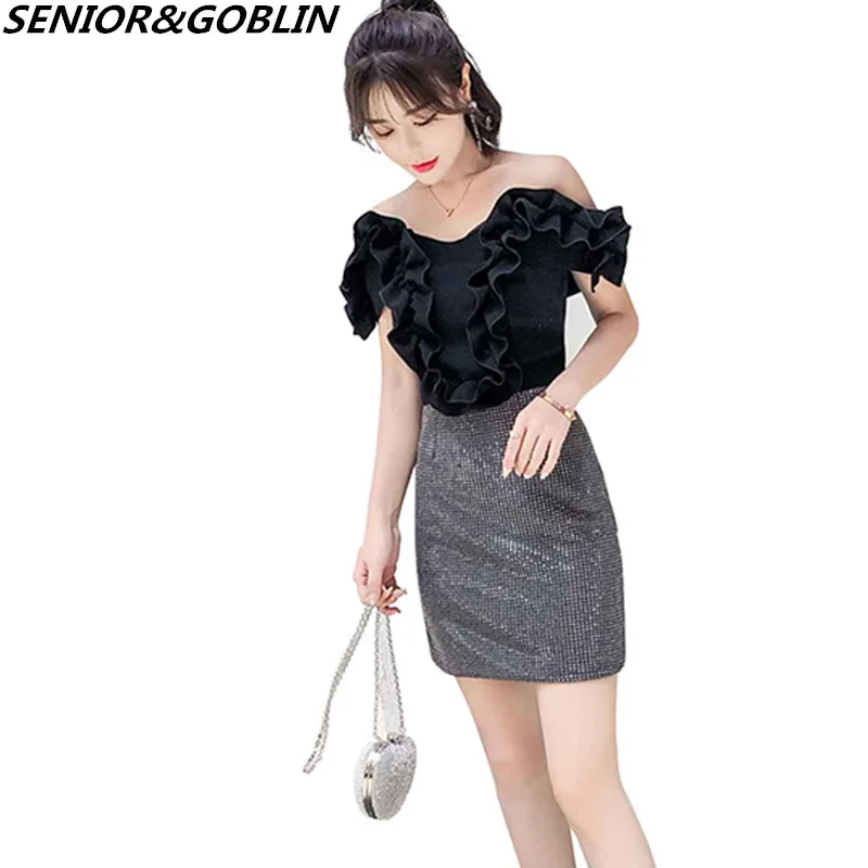2019 New Summer Runway 2 Piece Set Designer Women Sexy Off Shoulder