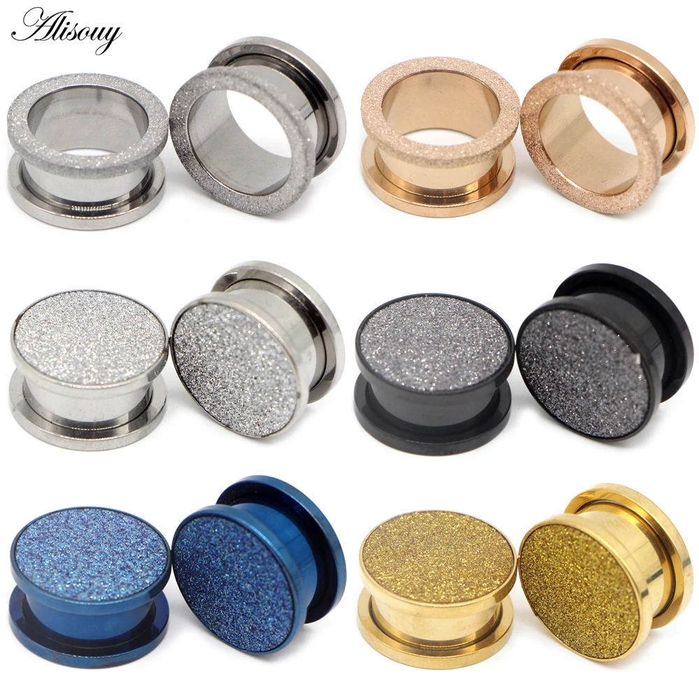Alisouy-1PC-Glitter-Frosted-Black-Rose-Gold-Color-Ear-Plug-Screw ...