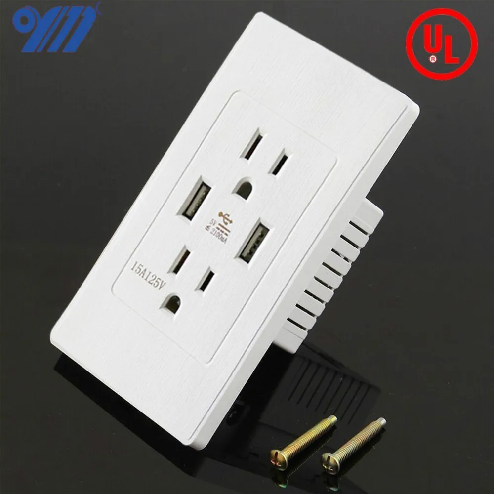 US 2 USB Ports Home Wall Charger Adapter Socket Dual USB Port Outlets ...