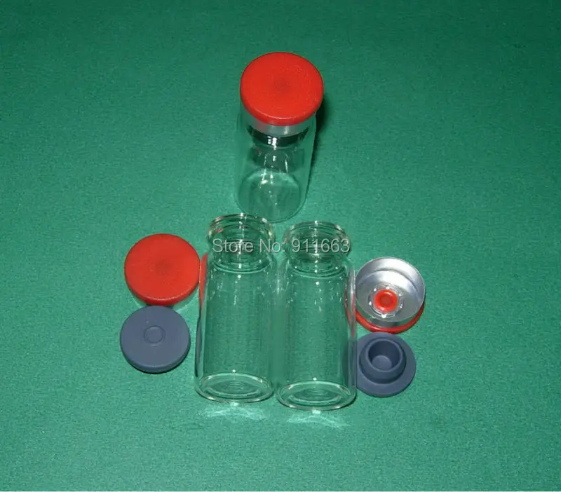 100sets/lot! 10ml Clear glass vials with 20mm butyl rubber stopper and ...
