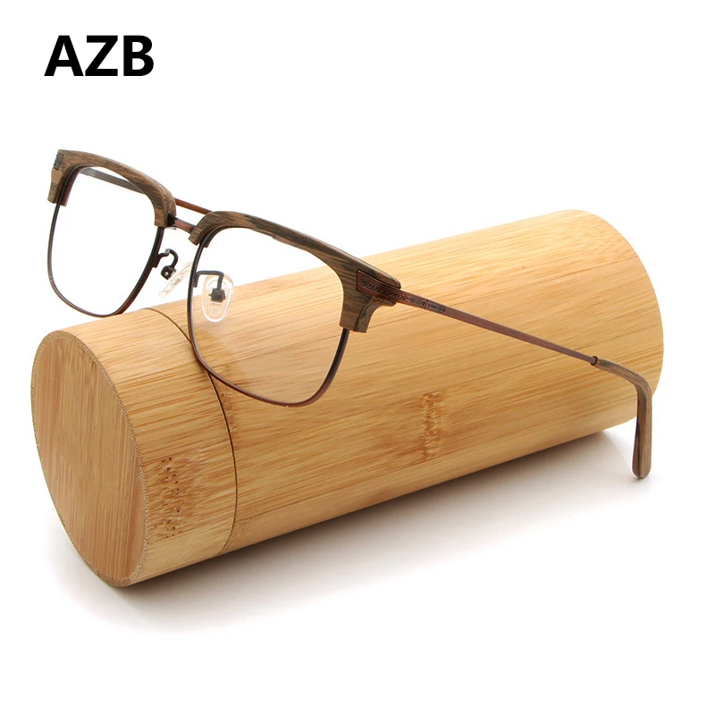 Azb Vintage Clear Lens Glasses Wooden Glasses Frames Women Men Myopia Eyeglasses Frame Wood