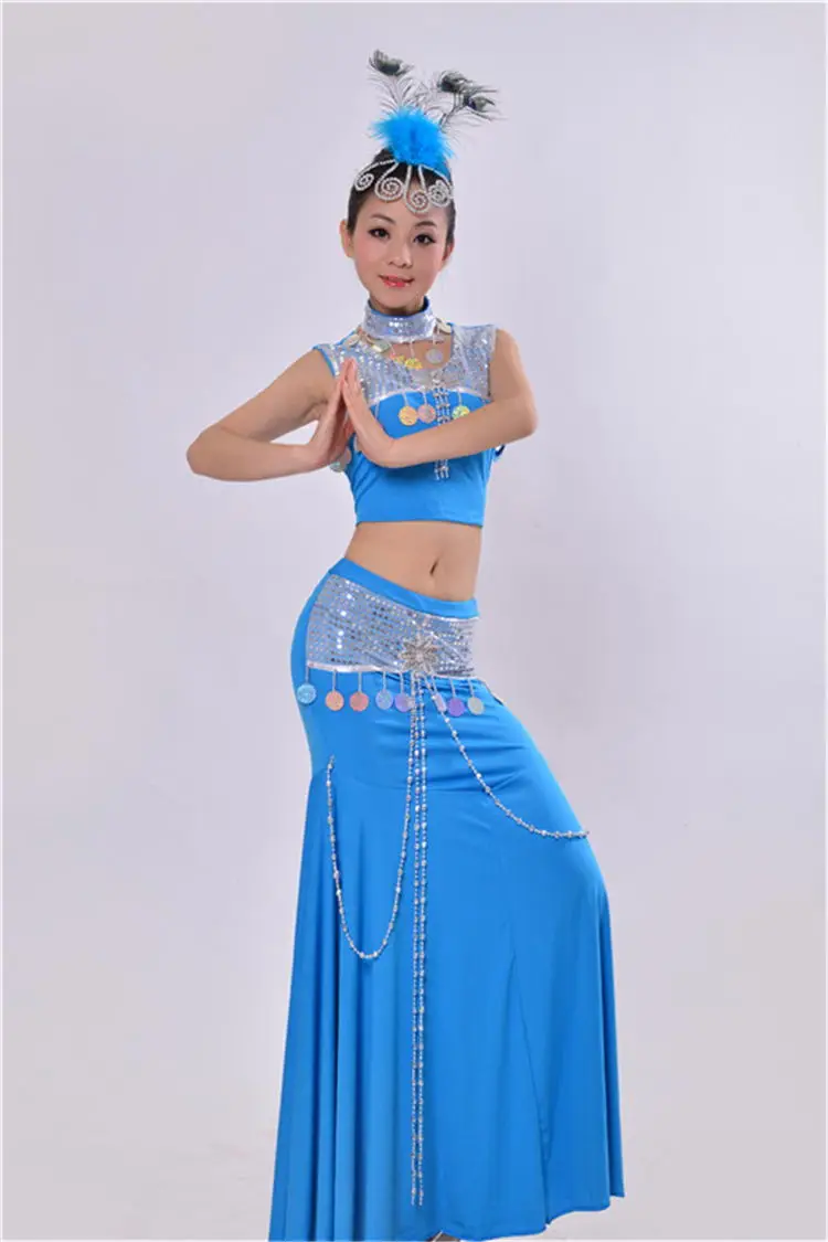 2017 The New National Dance Costumes Sequined Fishtail Modern Belly ...