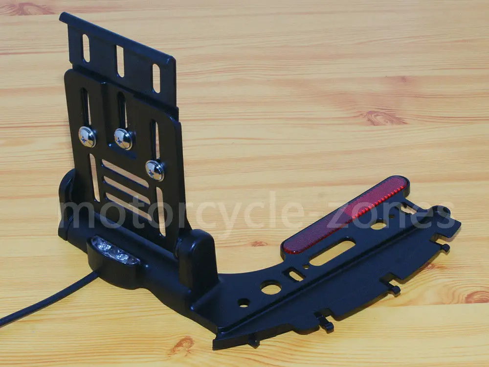 Black Motorcycle Collapsible Folding Side Mount License Plate Bracket ...