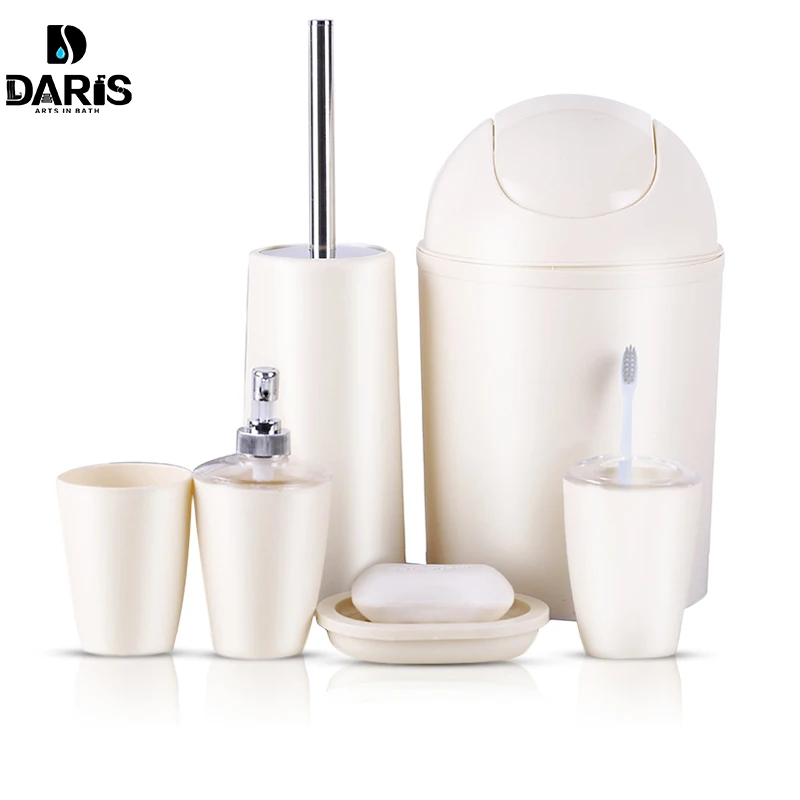 Sdarisb 6pcs Solid Luxury Plastic Bathroom Accessories Set Wash Suit ...