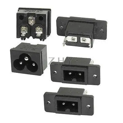 2 Pcs Male Plug Iec320 C6 Ac Power Inlet Socket + 3 Pcs Iec 60320 C12 ...