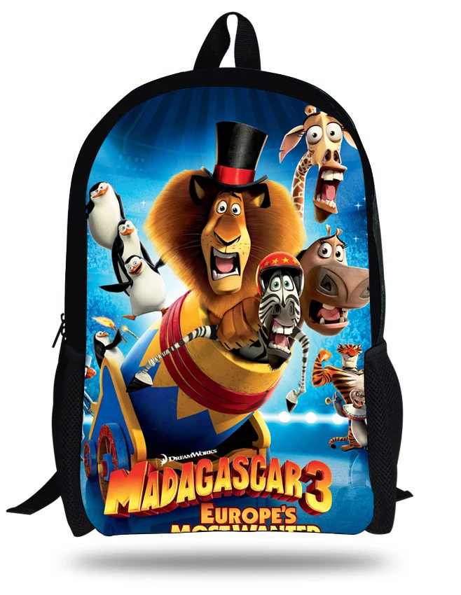 16 Inch Mochila Madagascar Bag The Penguins Alex Print Backpack Child ...